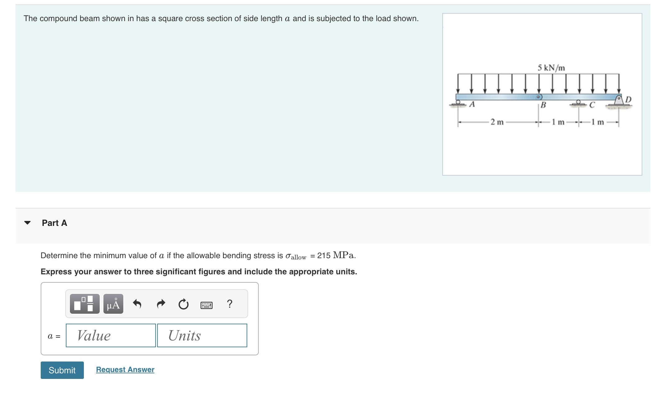 Solved The compound beam shown in has a square cross section | Chegg.com