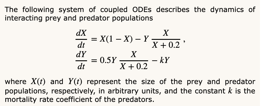 Solved The following system of coupled ODEs describes the | Chegg.com