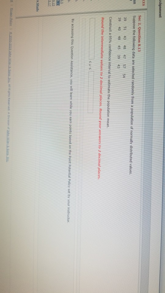 Solved ssignment CES Sec 2, Question 8.13 Suppose the | Chegg.com