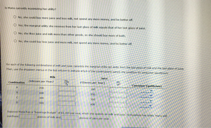 Solved 3. Finding the optimal combination of two goods Maria | Chegg.com