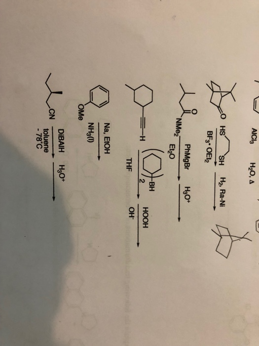 Solved AICI3 H2O, Δ BF3 OEt2 PhMgBr H3o* Et20 BH 2 HOOH THF | Chegg.com