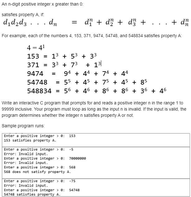 Solved An n-digit positive integer x greater than 0: | Chegg.com