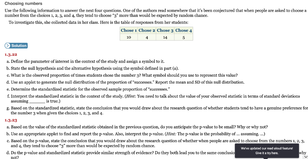 Solved Choosing numbers Use the following information to | Chegg.com