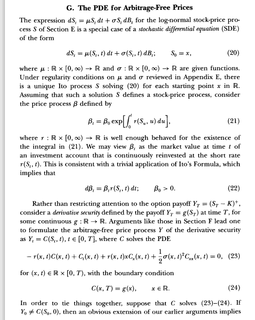 G. The PDE for Arbitrage-Free Prices The expression | Chegg.com