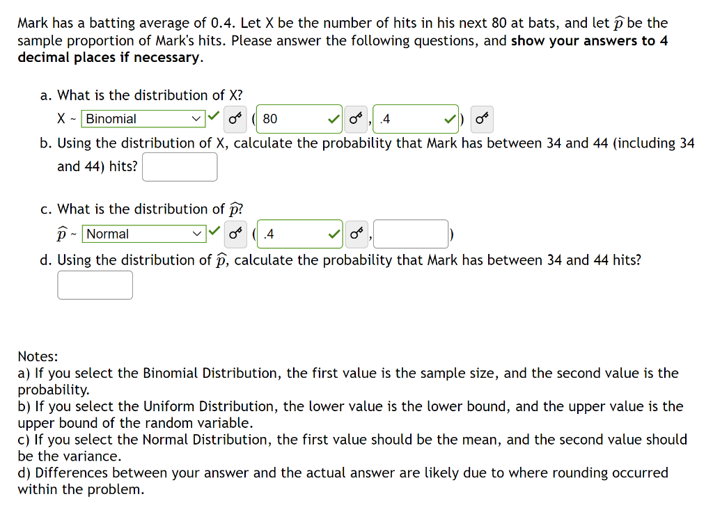 Solved Mark has a batting average of 0.4 . Let X be the | Chegg.com