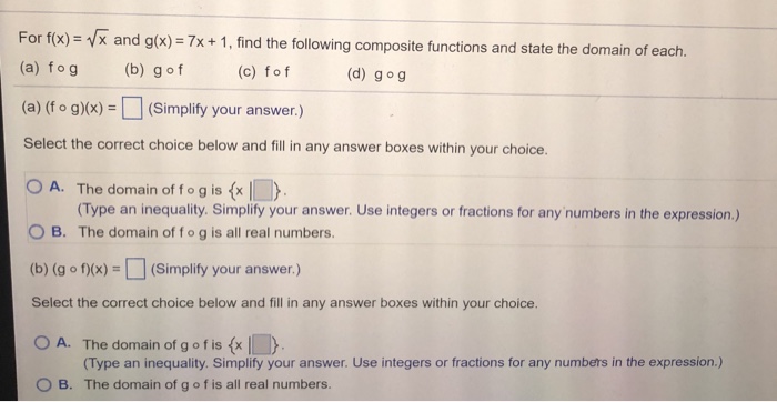 Solved For fx) and gx) 7x+ 1, find the following composite | Chegg.com