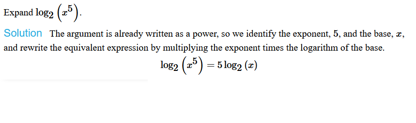 Solved Expand log2(x5)Solution The argument is already | Chegg.com