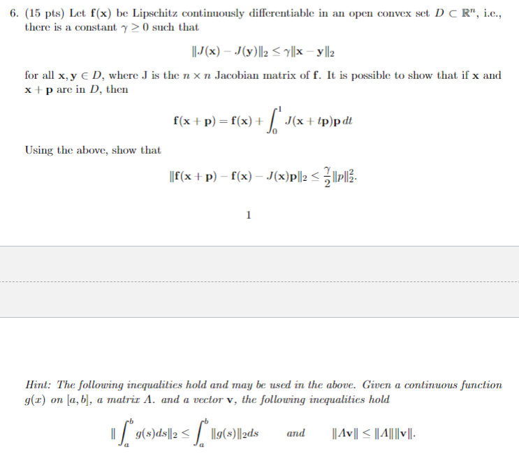 Solved (15 pts) Let f(x) be Lipschitz continuously | Chegg.com