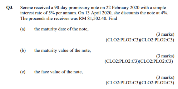 Solved Q3. Serene received a 90-day promissory note on 22 | Chegg.com
