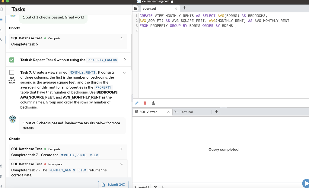Solved Task 7: Create a view named MONTHLY_RENTS. It | Chegg.com
