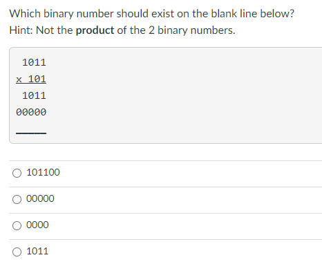 Solved Which binary number should exist on the blank line | Chegg.com