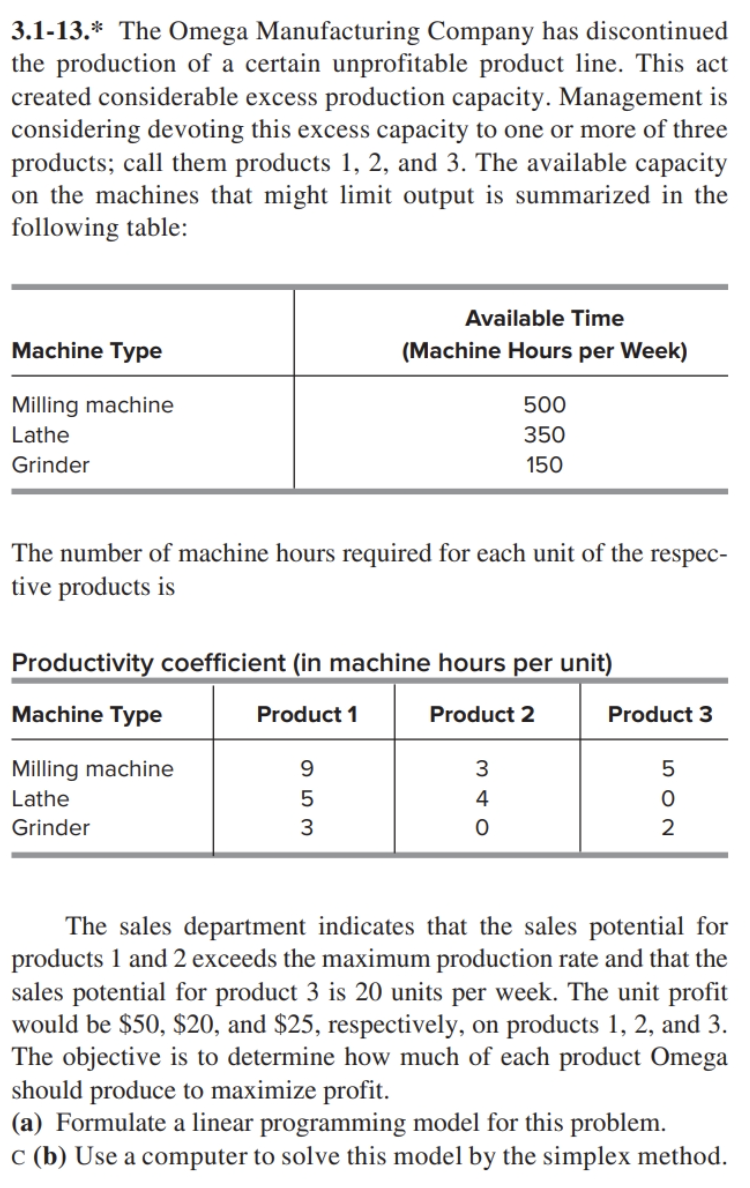 Solved 13.1-2. Consider the product mix problem described in | Chegg.com