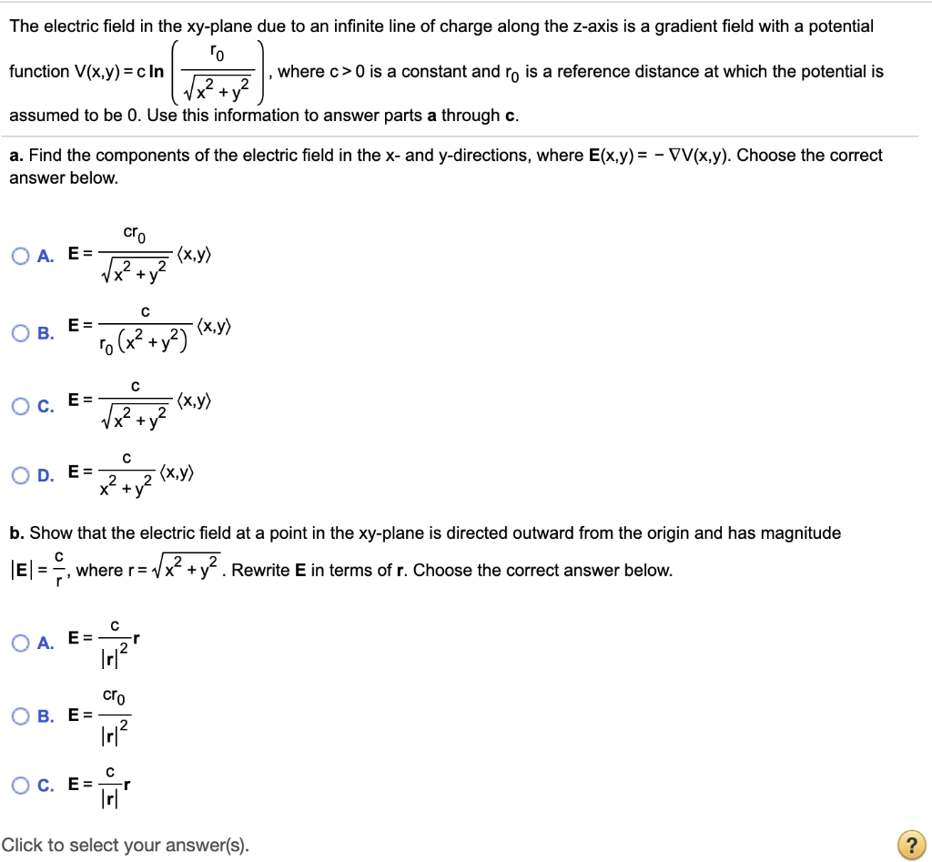 Solved The electric field in the xy-plane due to an infinite | Chegg.com