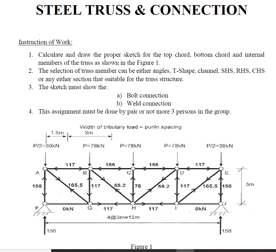 STEEL TRUSS & CONNECTION Instruction of Work: 1. | Chegg.com