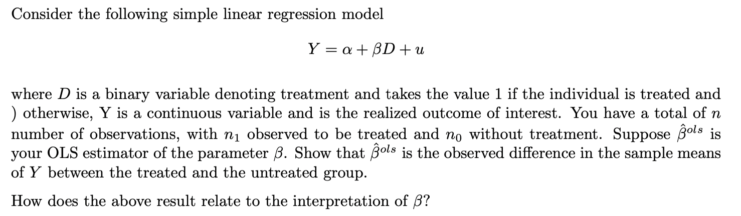 Solved Consider the following simple linear regression | Chegg.com
