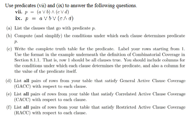 Solved Use predicates (vii) and (ix) to answer the following | Chegg.com