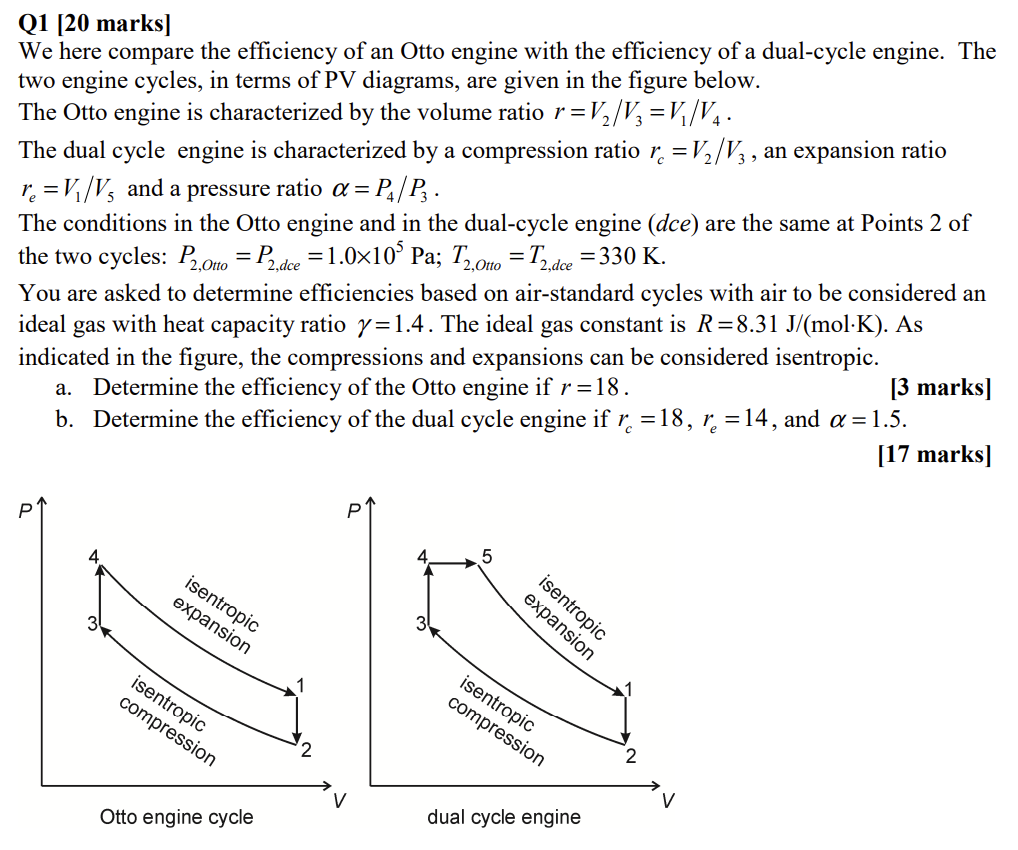 Solved = Q1 [20 marks] We here compare the efficiency of an | Chegg.com