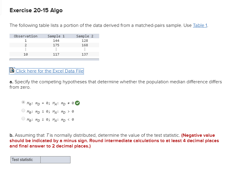 Solved Exercise 20-15 Algo The following table lists a | Chegg.com