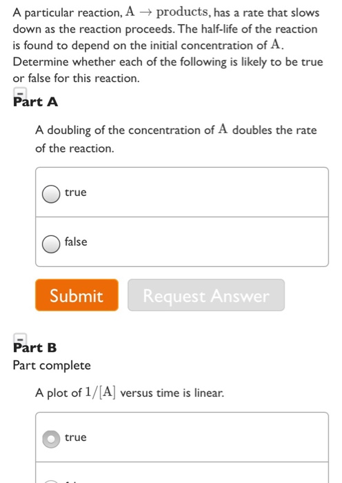 Solved A particular reaction, A → products, has a rate that | Chegg.com