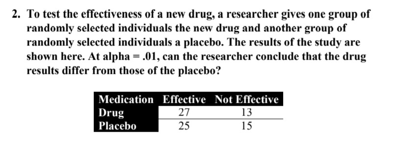 Solved 2. To test the effectiveness of a new drug, a | Chegg.com
