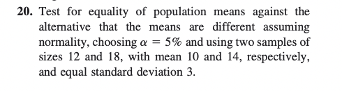 Solved Test for equality of population means against the | Chegg.com