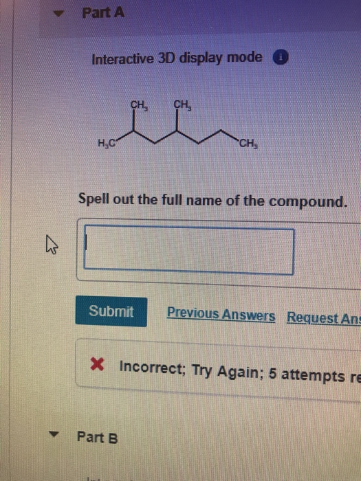 Solved Part A Interactive 3D display mode CH, CH H,C CH | Chegg.com