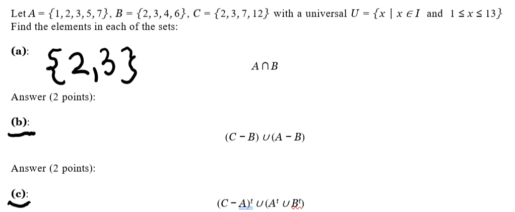 Solved Let A={1,2,3,5,7},B={2,3,4,6},C={2,3,7,12} with a | Chegg.com