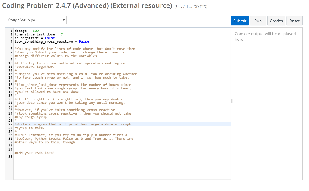 Solved: Coding Problem 2.4.7 (Advanced) (External resource