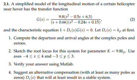 Solved 2.1. A simplified model of the longitudinal motion of | Chegg.com