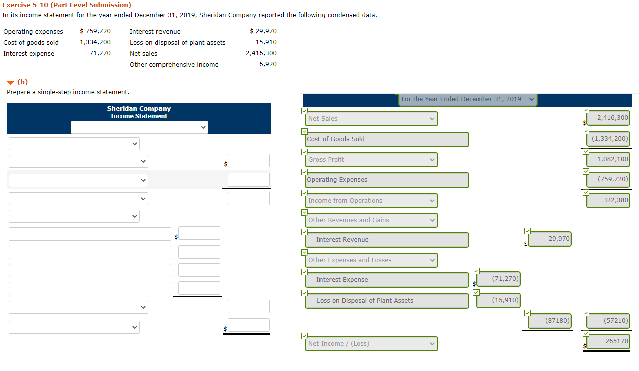 Solved Exercise 5-10 (Part Level Submission) In its income | Chegg.com