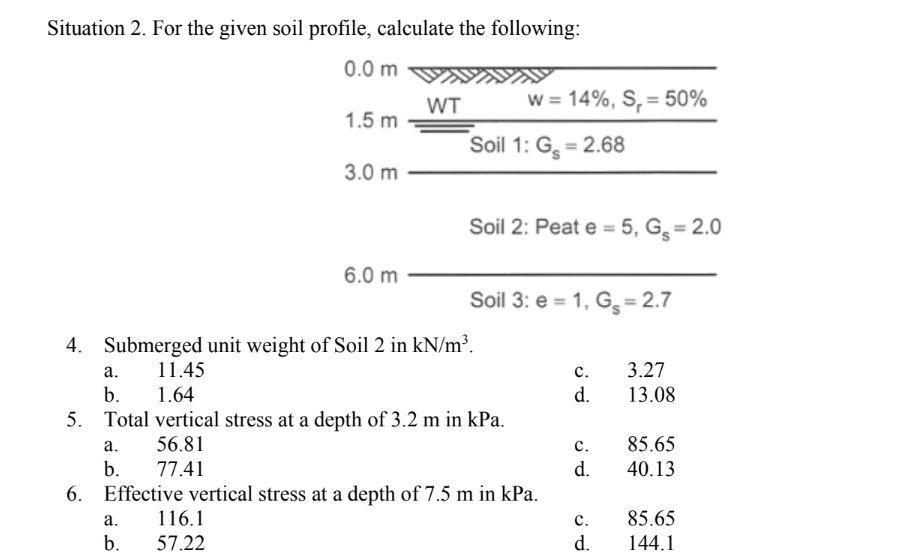 Solved Situation 2. For the given soil profile, calculate | Chegg.com