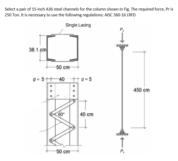 Select a pair of 15-inch A36 steel channels for the | Chegg.com