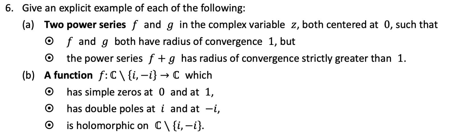 Solved 6. Give an explicit example of each of the following: | Chegg.com