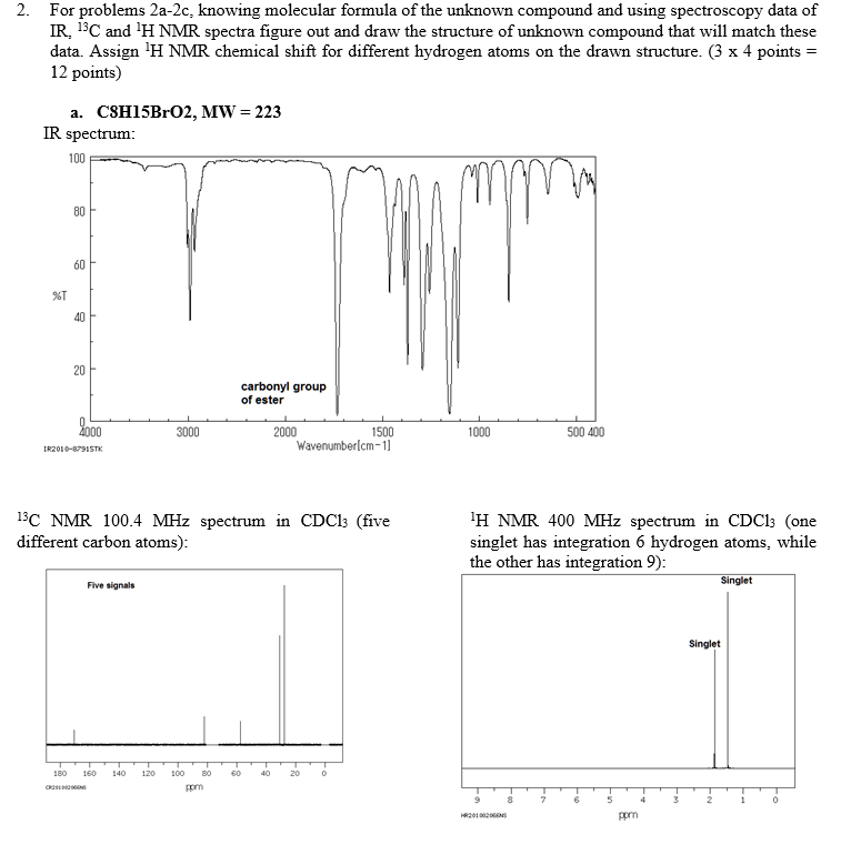 Solved 2. For problems 2a-2c, knowing molecular formula of | Chegg.com