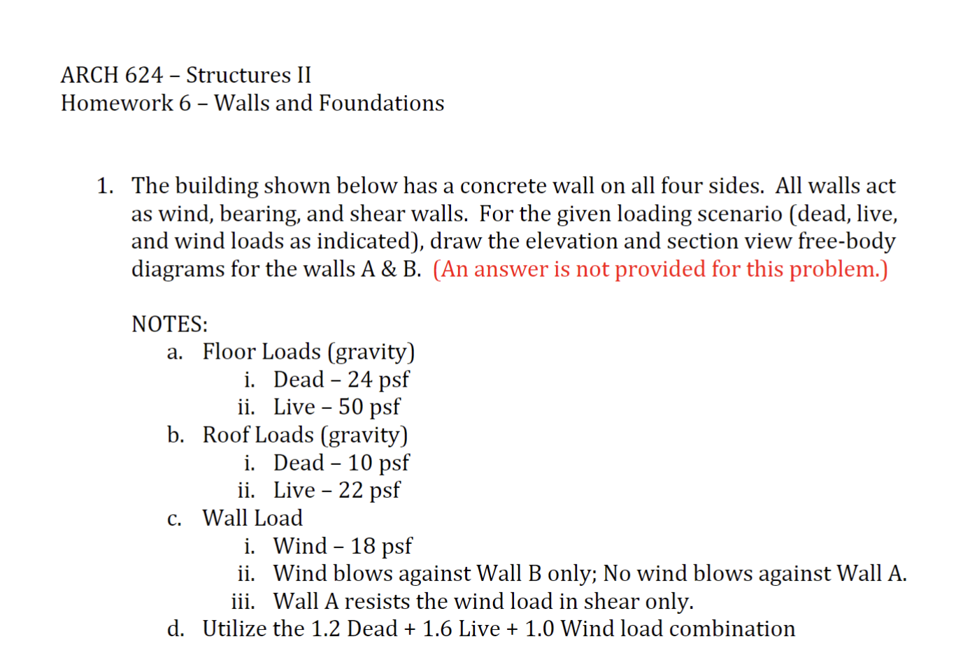 CH 624 - Structures II mework 6 - Walls and | Chegg.com