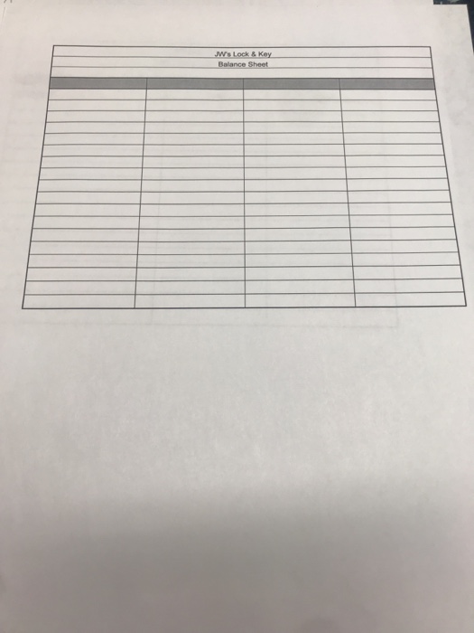 ACCT 2301 JW's Lock & Key Background JW's Lock & Key | Chegg.com