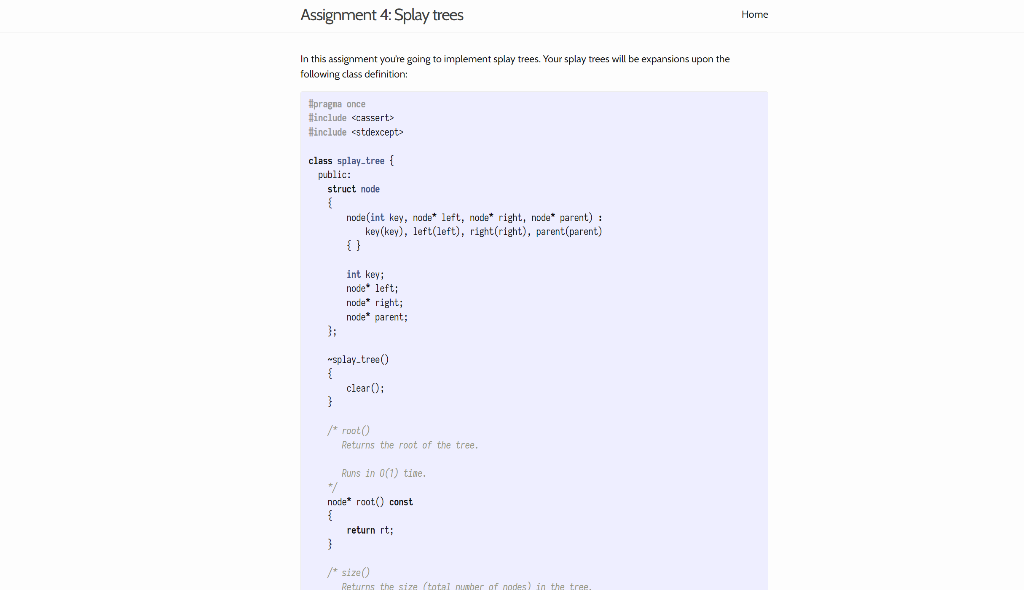 Solved In this assignment you're going to implement splay | Chegg.com