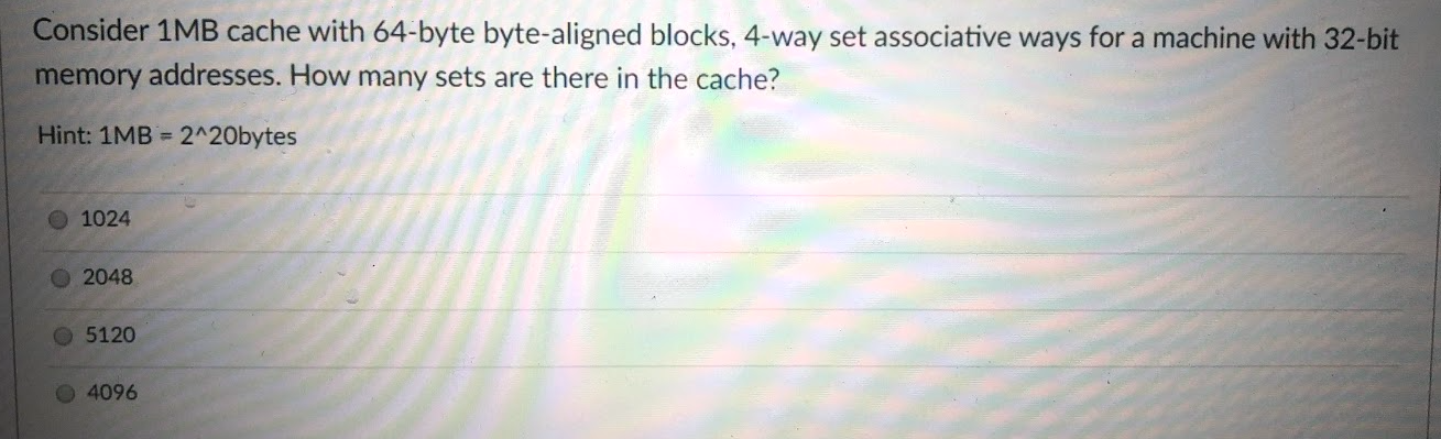 Solved Consider 1MB cache with 64-byte byte-aligned blocks, | Chegg.com