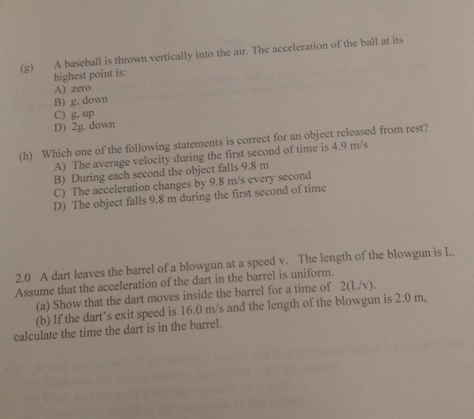 Solved A baseball is thrown vertically into the air. The | Chegg.com