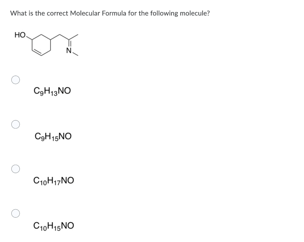 Solved What is the correct Molecular Formula for the | Chegg.com