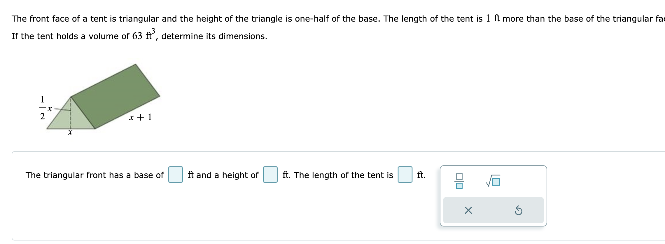 Solved The front face of a tent is triangular and the height | Chegg.com