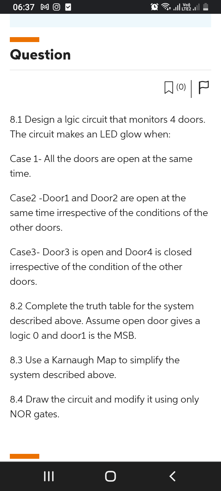 Solved 8.1 Design a lgic circuit that monitors 4 doors. The | Chegg.com