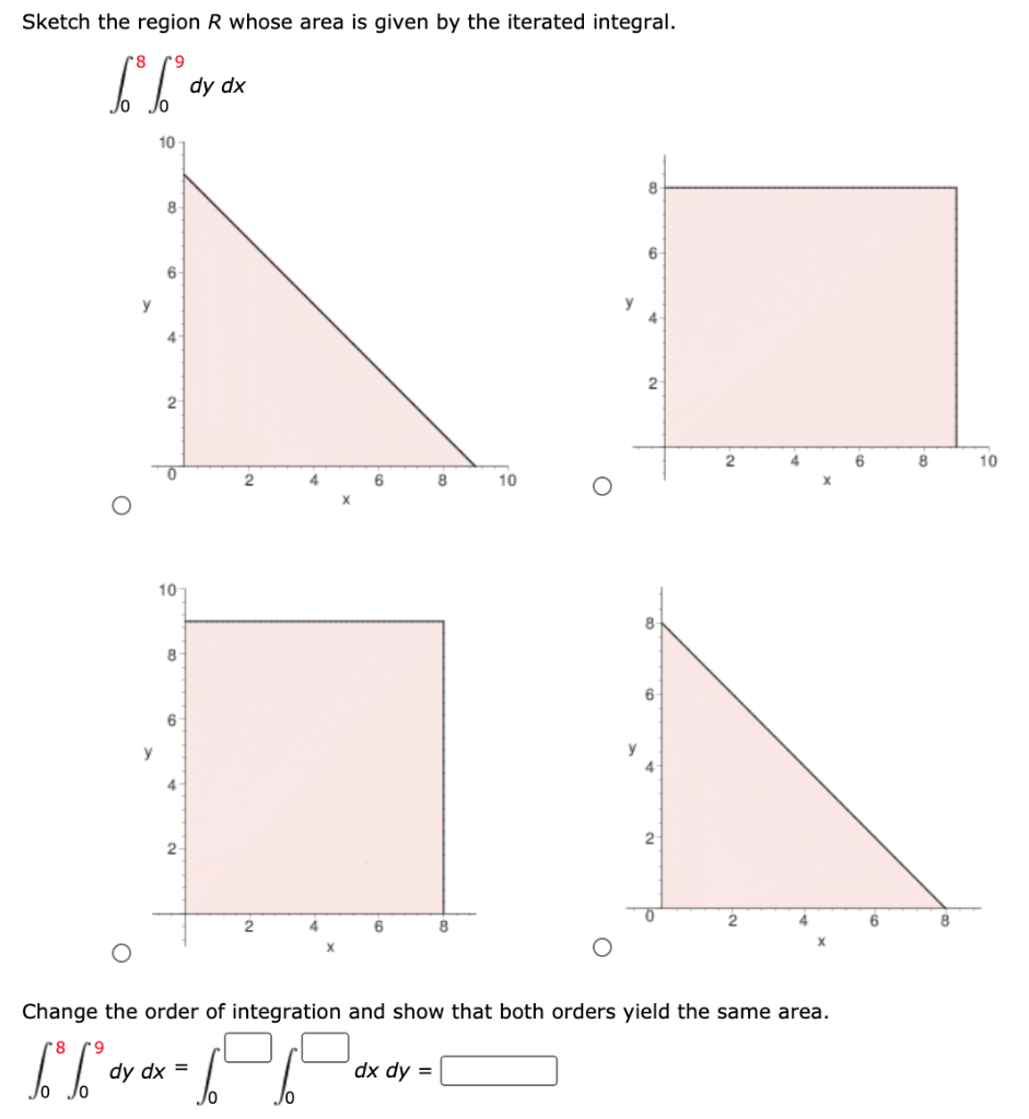 Solved Sketch the region R whose area is given by the | Chegg.com