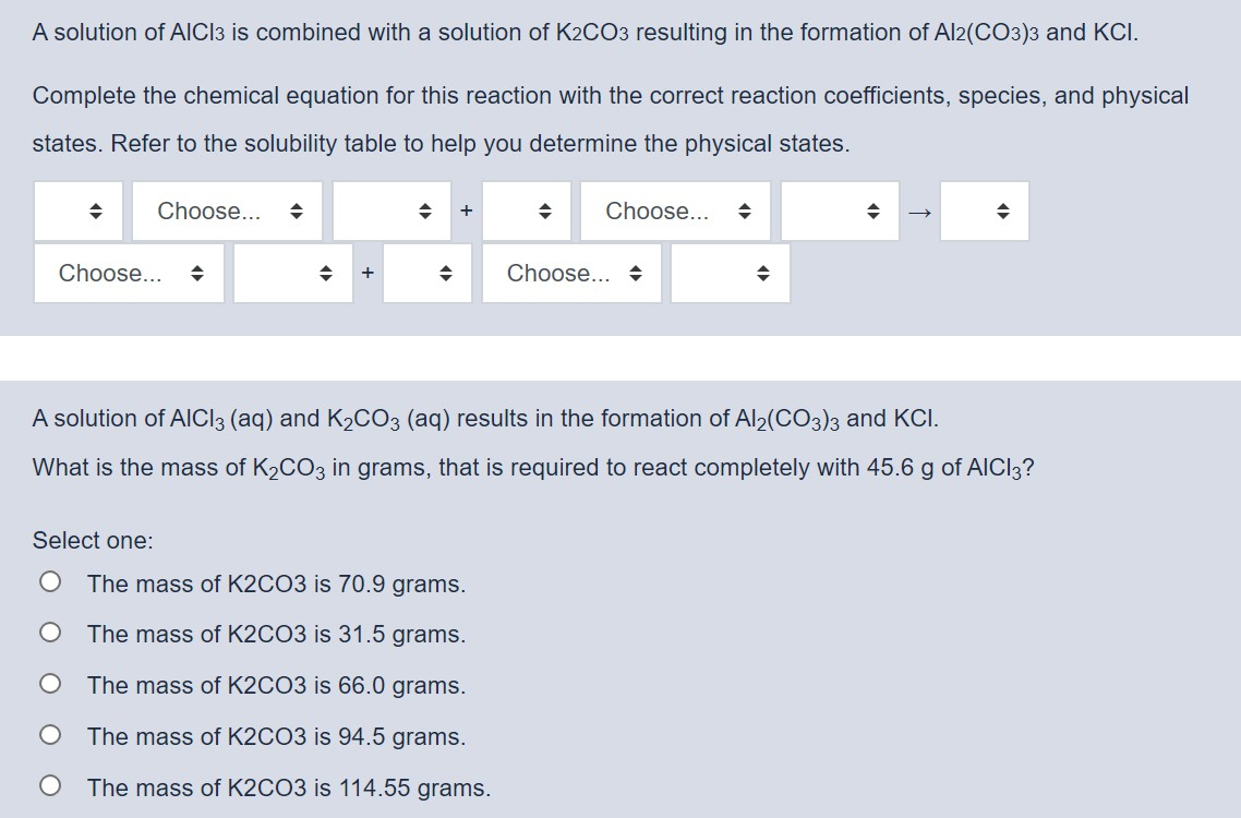 Solved A solution of AlCl3 is combined with a solution of | Chegg.com