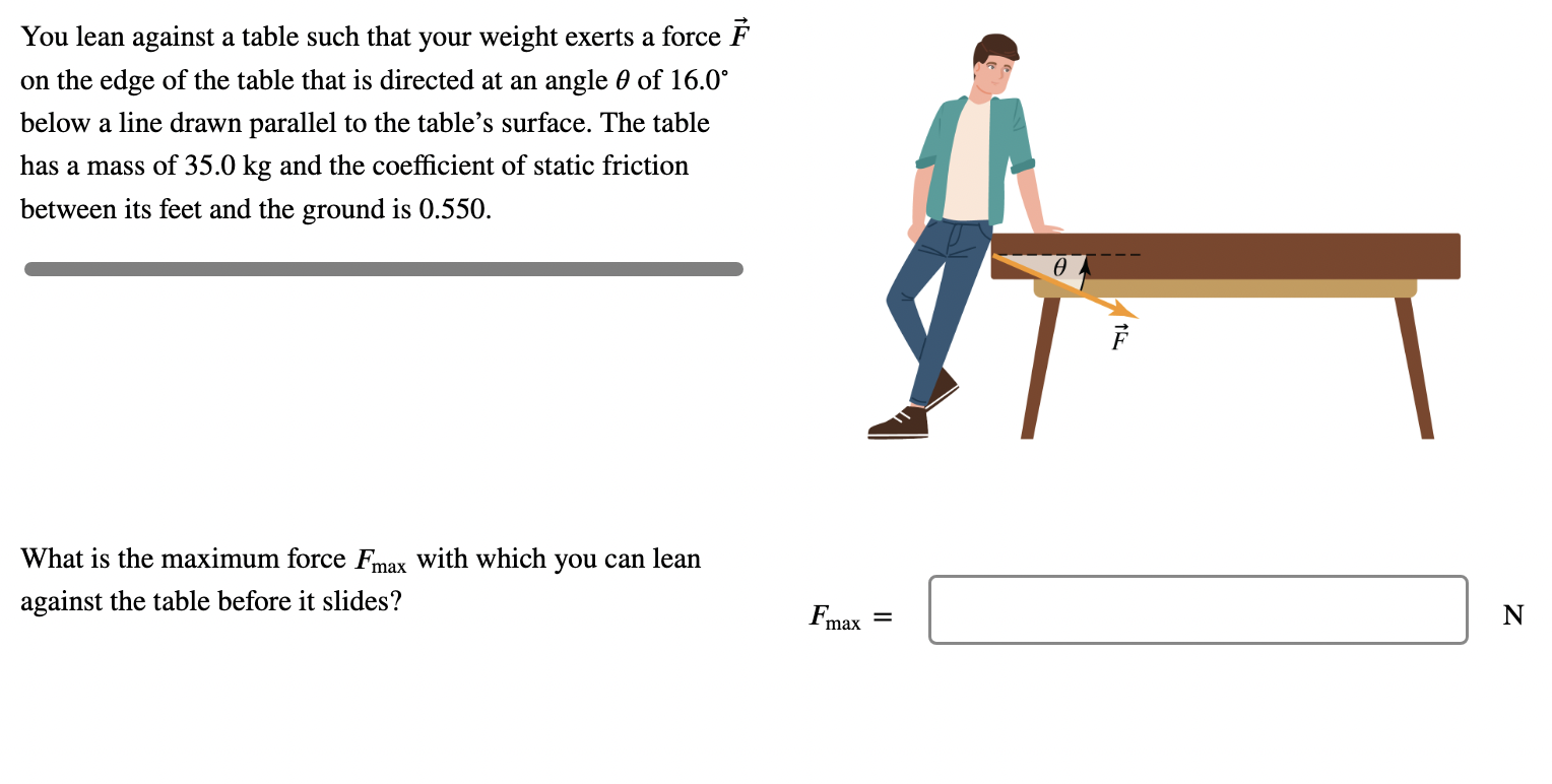 You lean against a table such that your weight exerts | Chegg.com