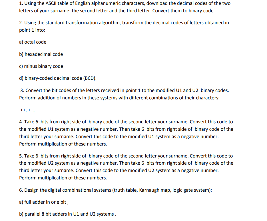 Solved 1. Using the ASCII table of English alphanumeric | Chegg.com