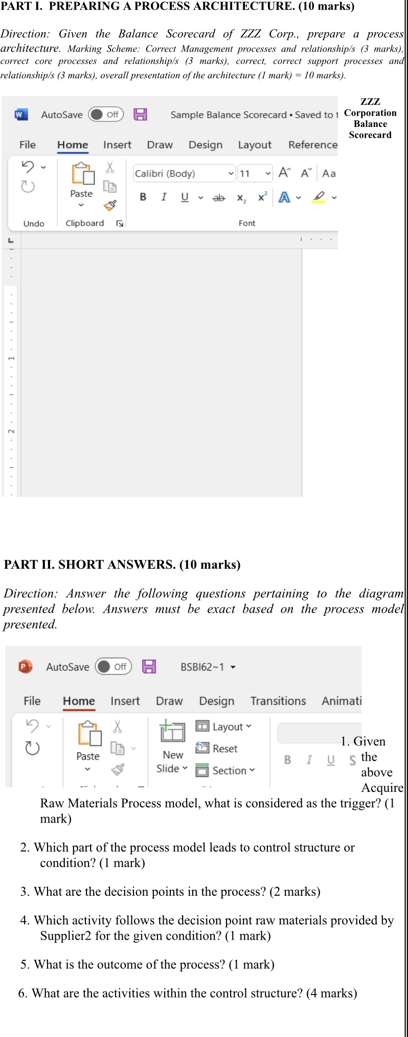 PART I. PREPARING A PROCESS ARCHITECTURE. (10 marks) | Chegg.com