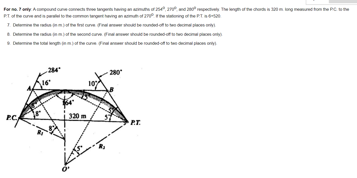 Solved For no. 7 only: A compound curve connects three | Chegg.com