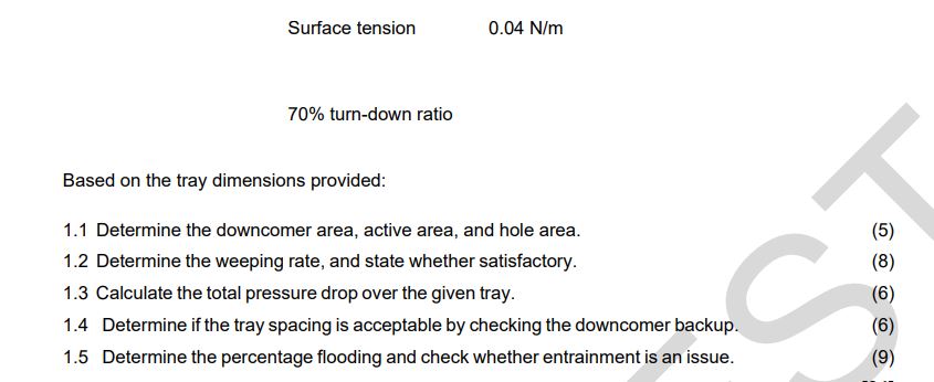 Solved The dimensions of an existing single-pass sieve tray | Chegg.com