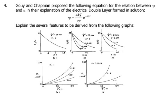 4. Gouy and Chapman proposed the following equation | Chegg.com